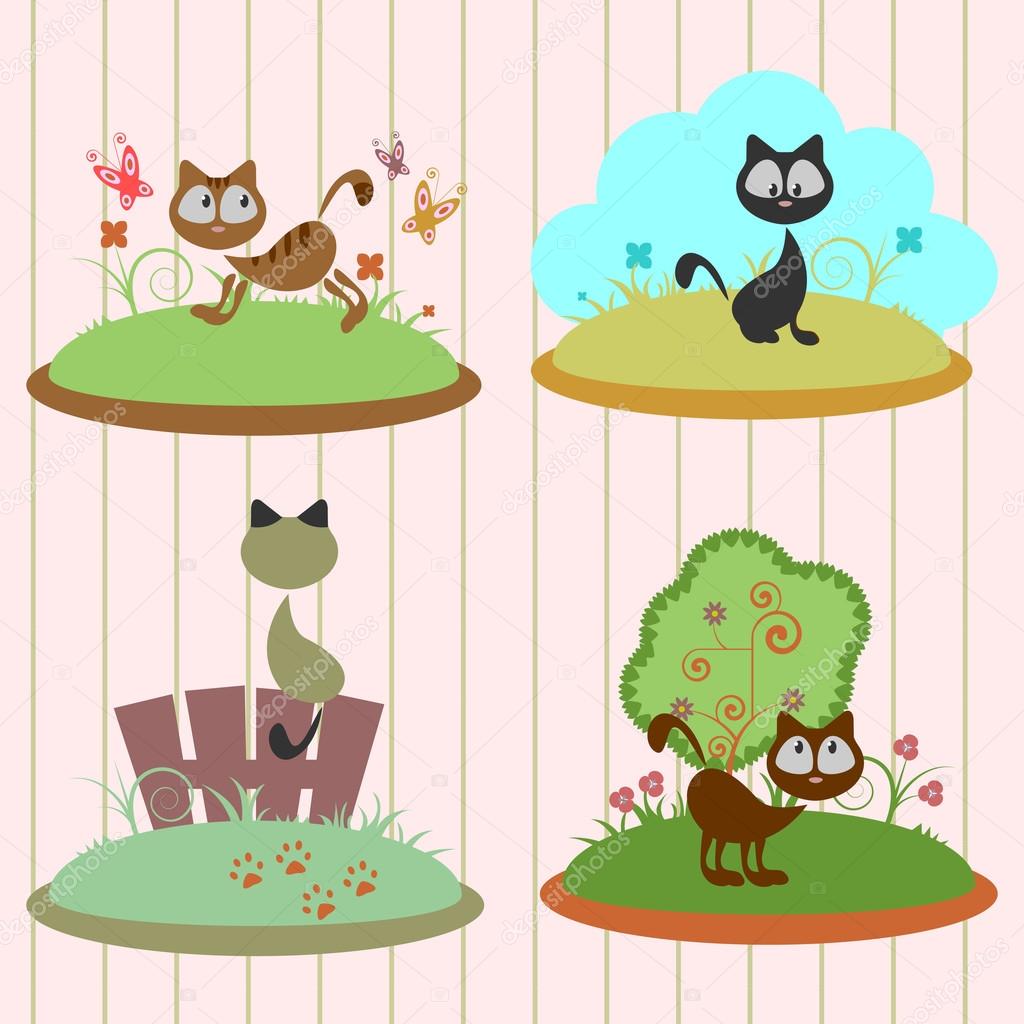 Cute kitten set Stock Vector by ©littlepaw 12059960