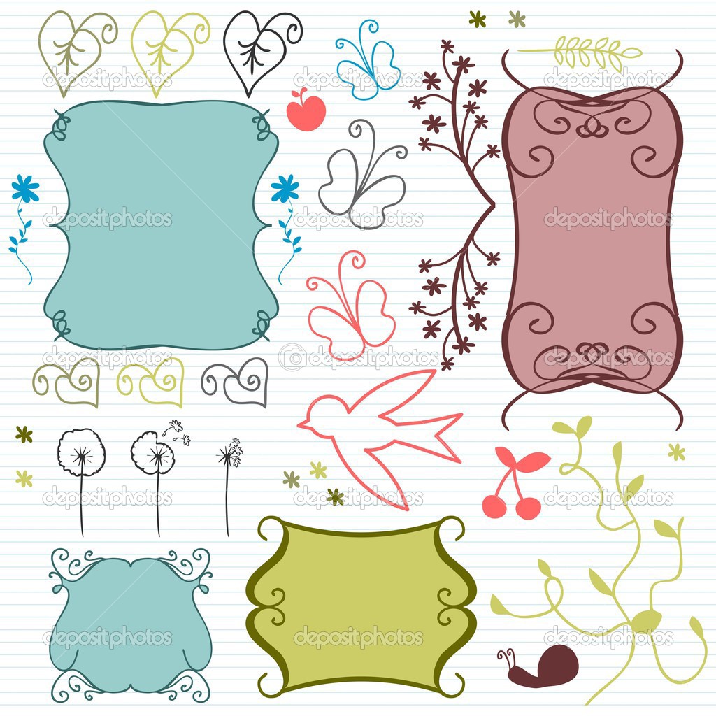 A set of decorative elements Stock Vector by ©littlepaw 12059966