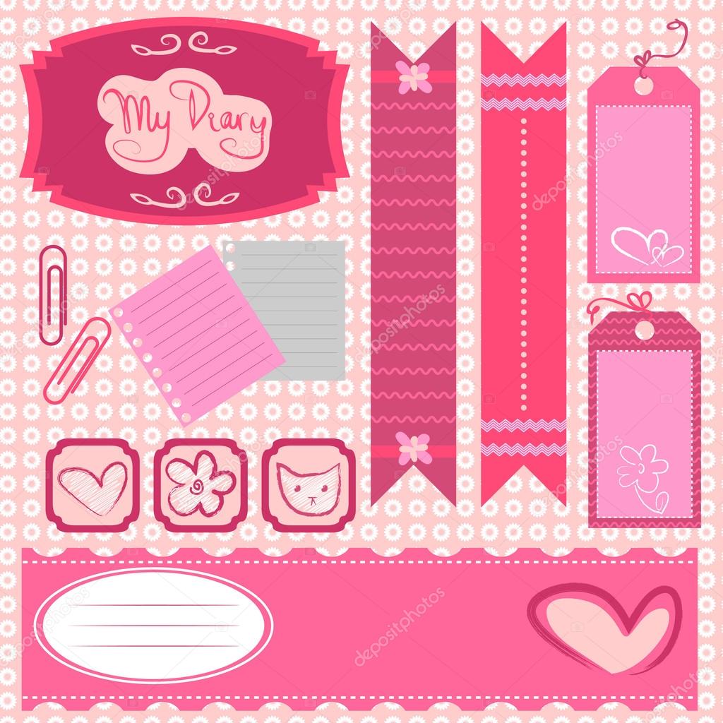 Girl scrapbook set Stock Vector Image by ©littlepaw #12060145