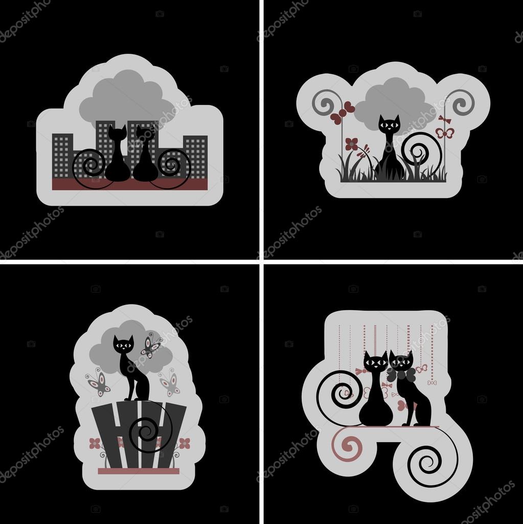 Kitty card set Stock Vector by ©littlepaw 12060236