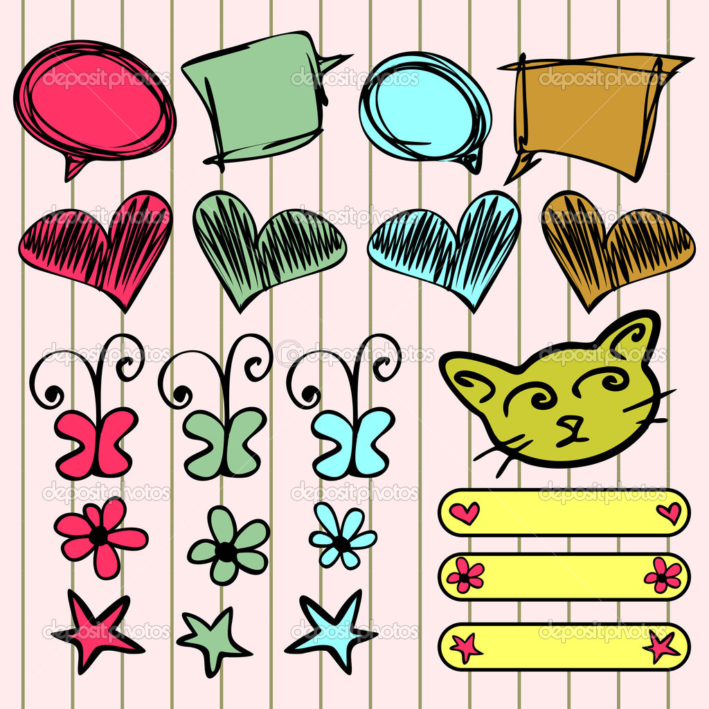 A set of doodle elements Stock Vector by ©littlepaw 12060691