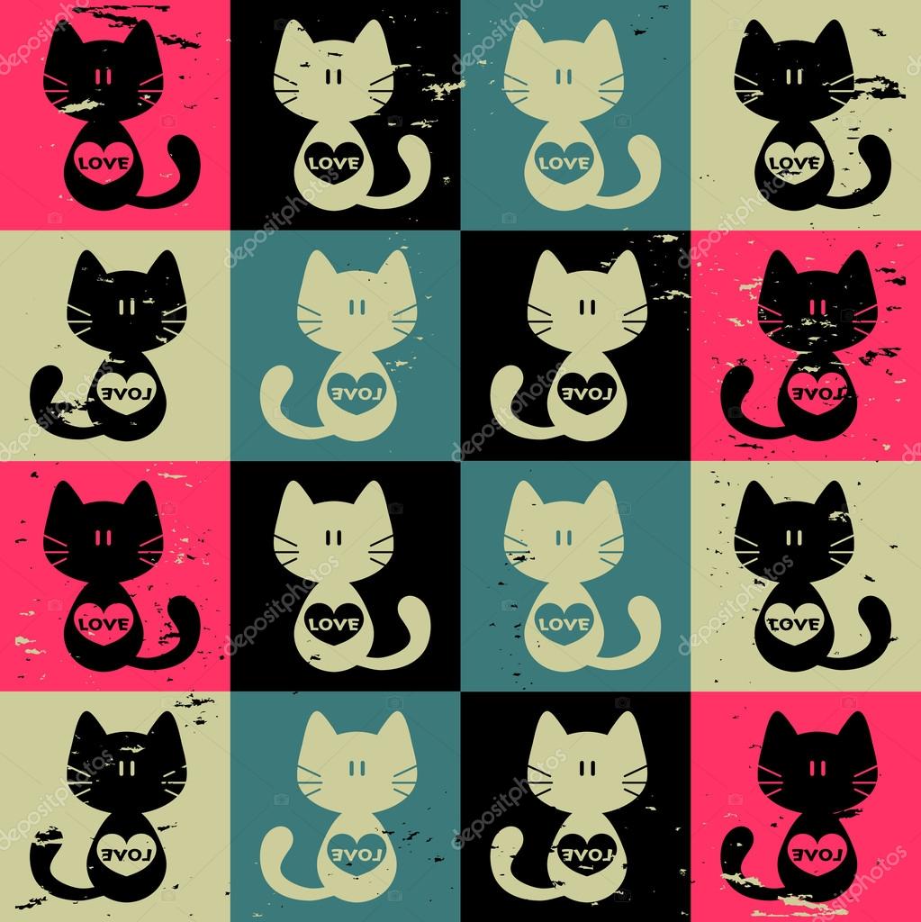Colorful vector background with cats Stock Vector Image by ©littlepaw ...