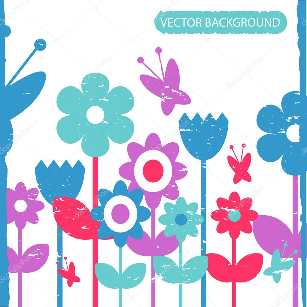 Cute vector background with colorful flowers Stock Vector Image by ...