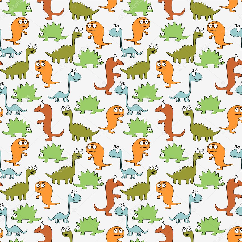 Seamless pattern with cute dinosaurs — Stock Vector © littlepaw #15550081