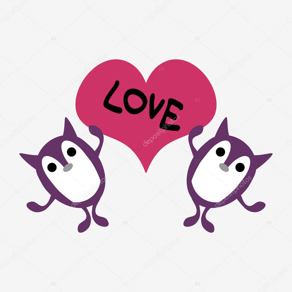 Cute little creature holding a heart Stock Illustration by ©littlepaw ...