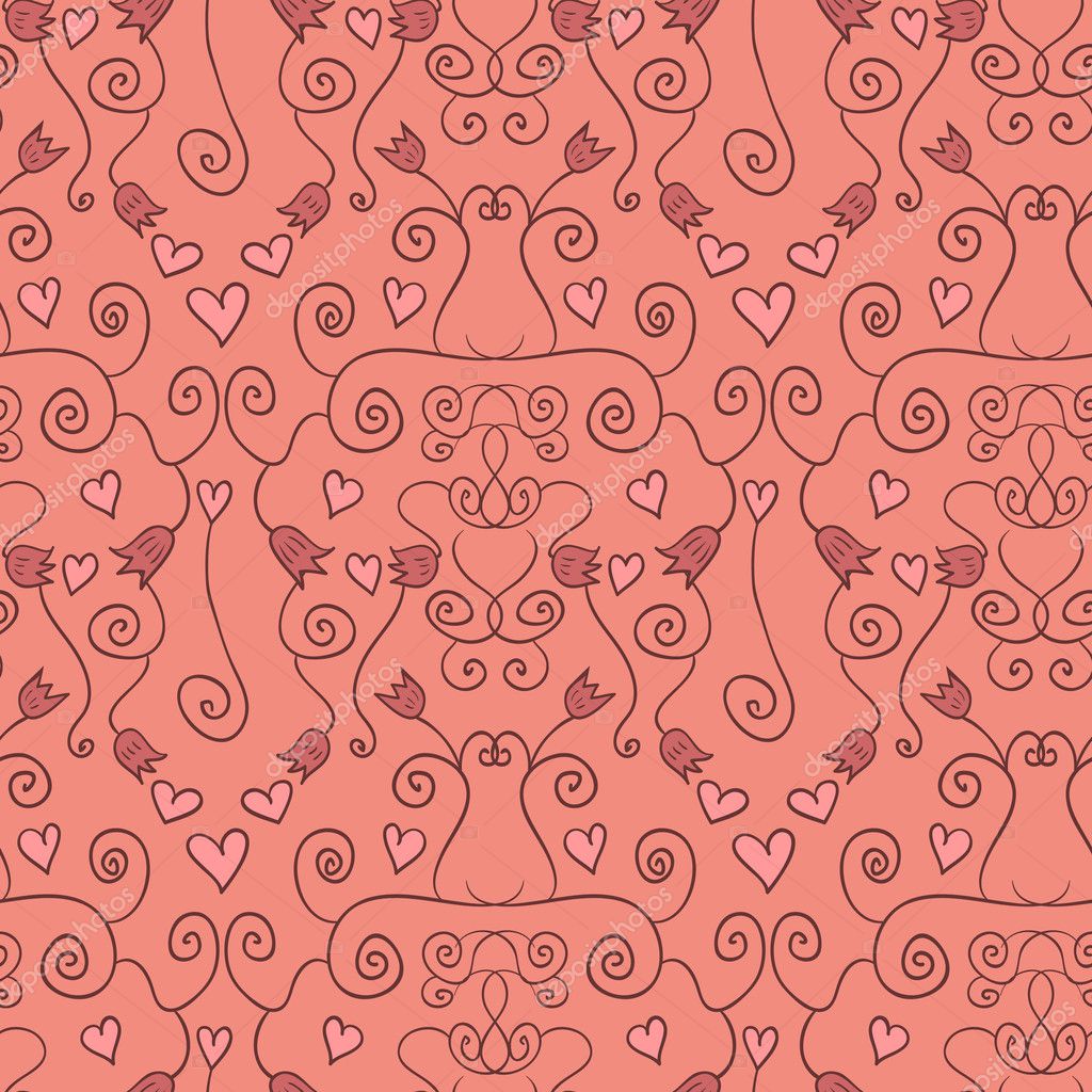 Pink seamless pattern with flowers Stock Vector Image by ©littlepaw ...