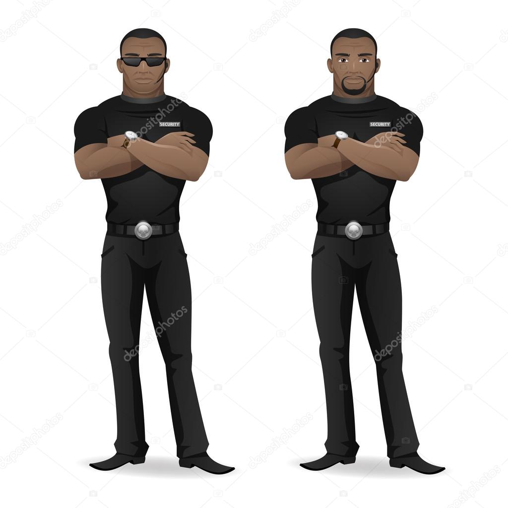 Black man security guard of nightclub — Stock Vector © tsirikmen #38856243