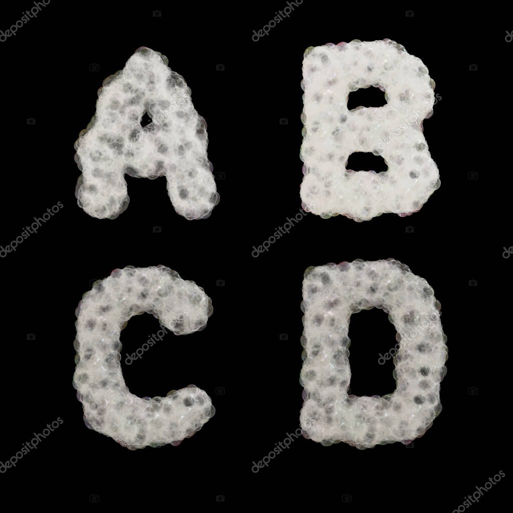 3d representación de letras mayúsculas de espuma de jabón alfabeto ...