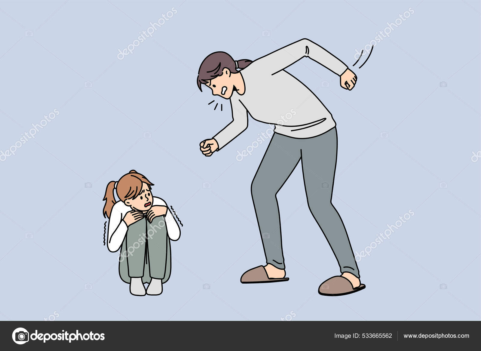 Furious mother shout at scared little daughter Stock Vector Image by ...