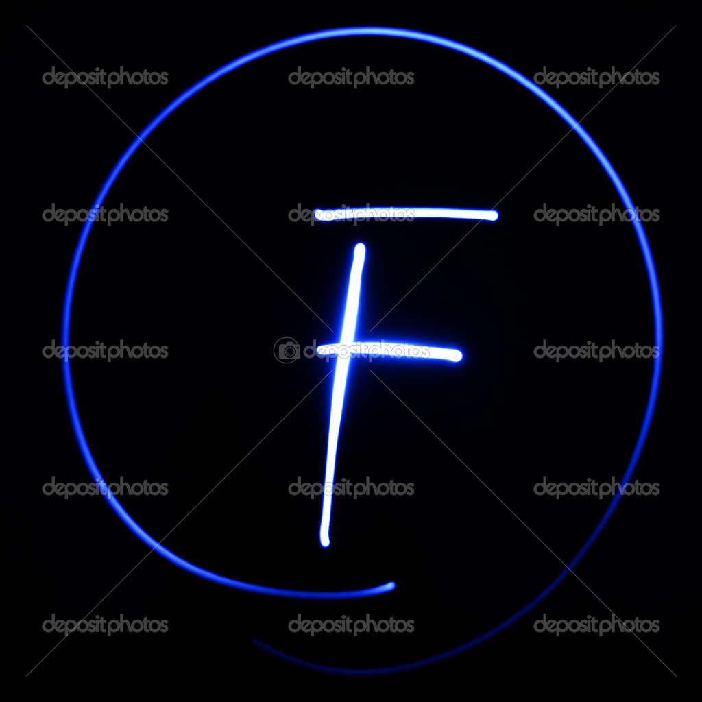 Wavy symbol. Laser light alphabet. Symbol "F". — Stock Photo © ps-42 ...