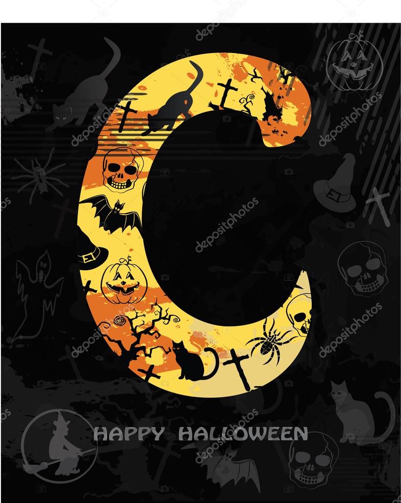 Halloween alphabet letter C — Stock Vector © galinapremiere #32383515