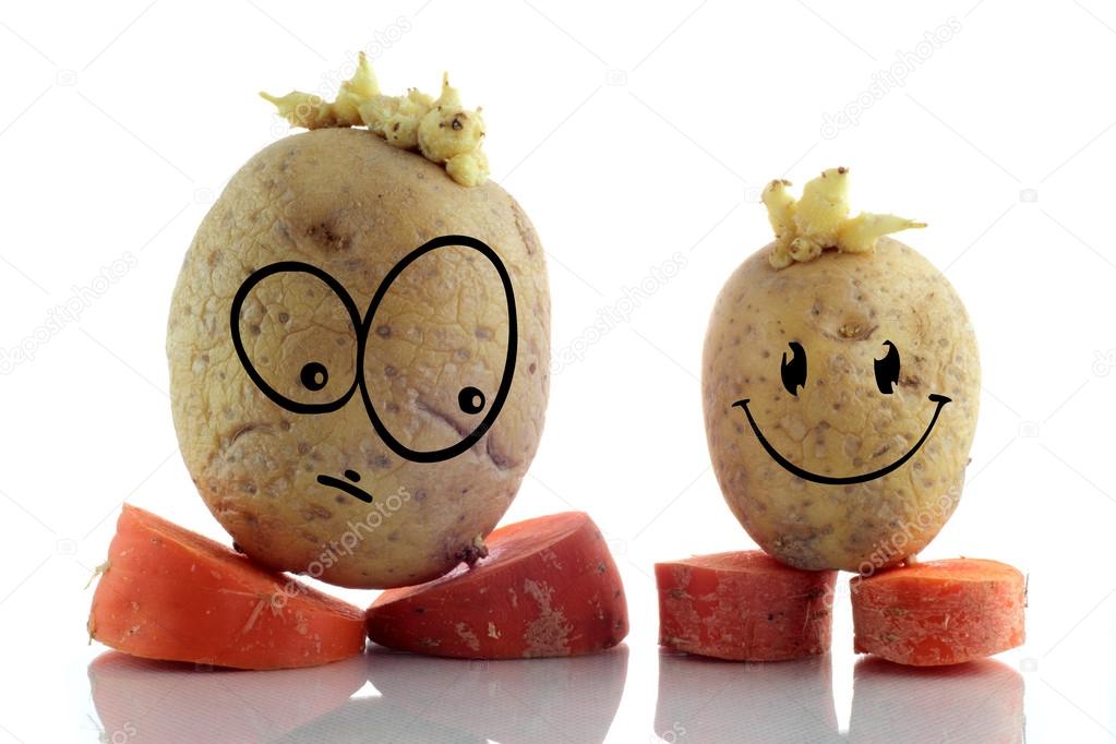 Funny potatoes. Emoticons on white background Stock Photo by ...