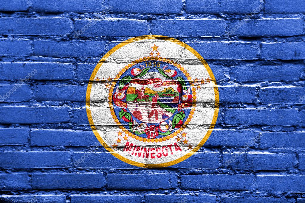 Minnesota State Flag painted on brick wall — Stock Photo ...