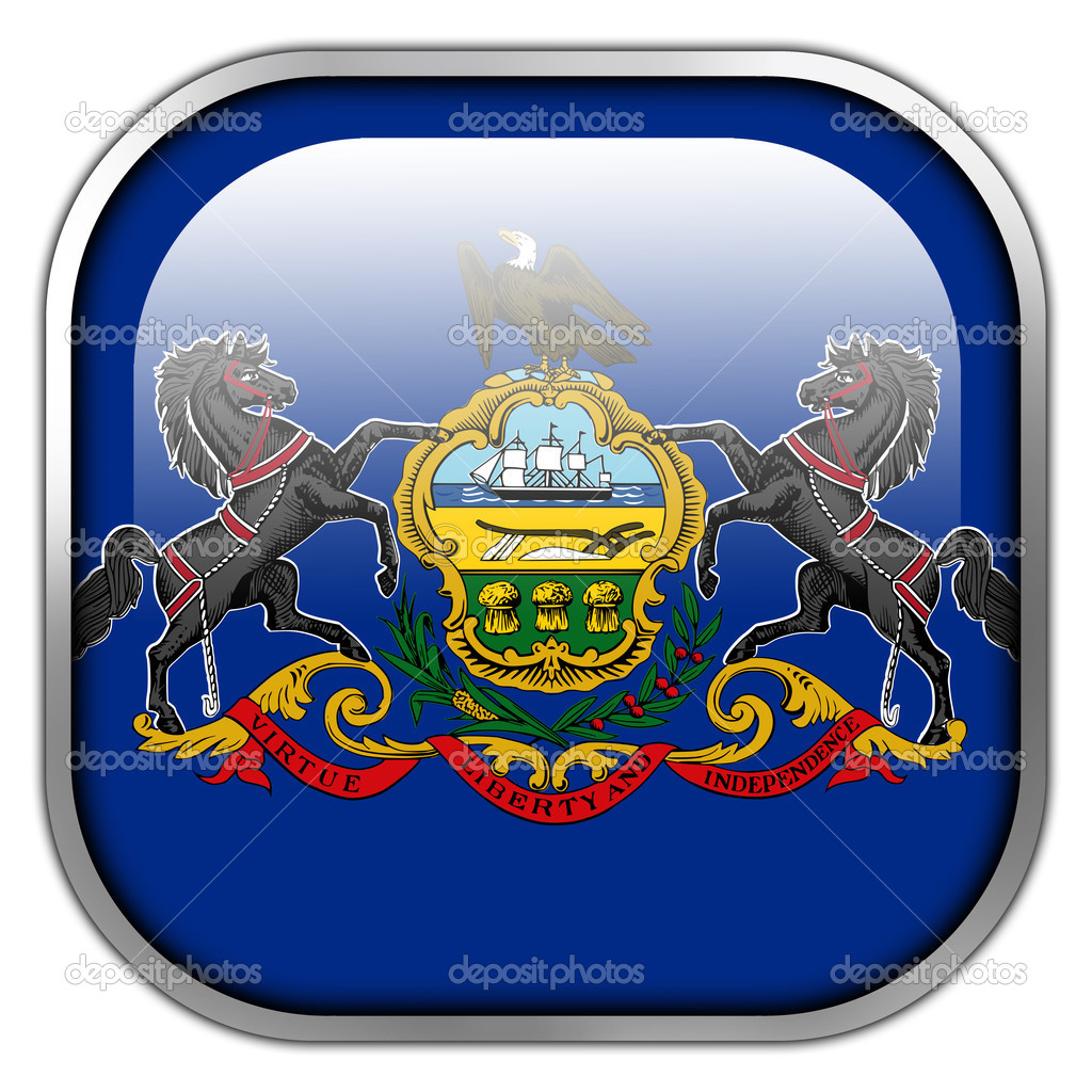 Pennsylvania State Flag square glossy button Stock Illustration by ...