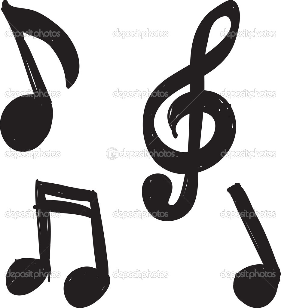 Set of Hand-drawn music notes — Stock Vector © dimgroshev #37749085