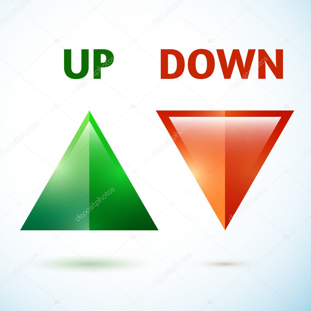 Realistic up and down arrows with inscriptions Stock Vector by ...