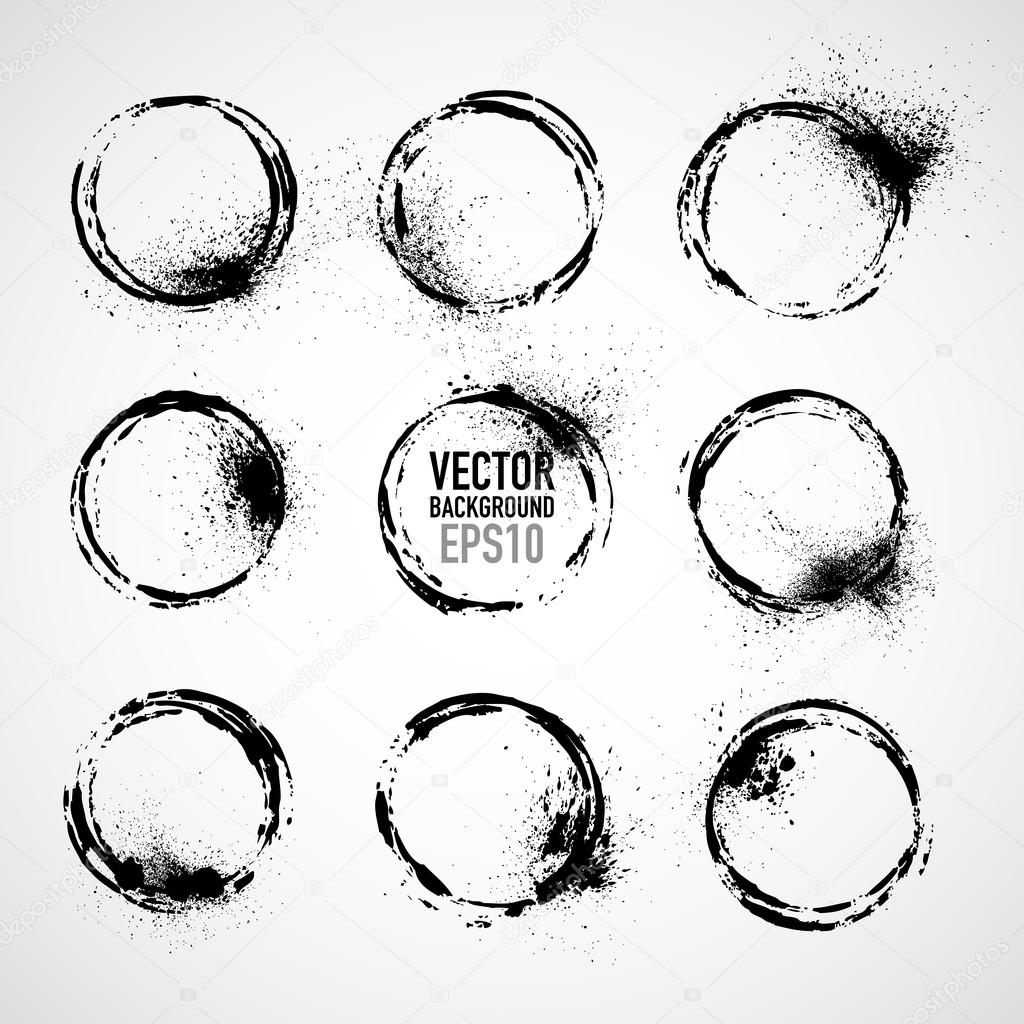 Set of round grunge vector frames. Grunge background. — Stock Vector ...