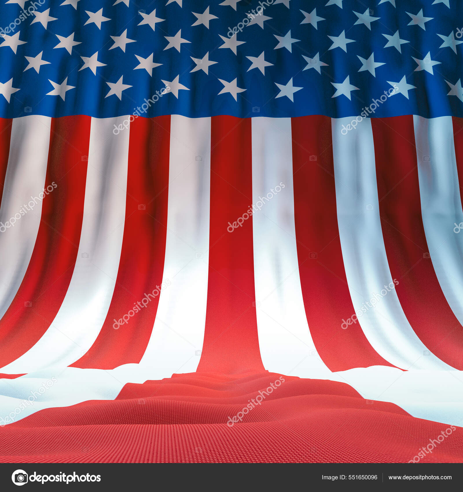 Usa Flag Stage Backdrop Illustration Huge Flowing Stars Stripes Cloth ...