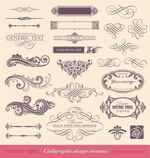 Calligraphic design elements and page decoration — Stock Vector ...