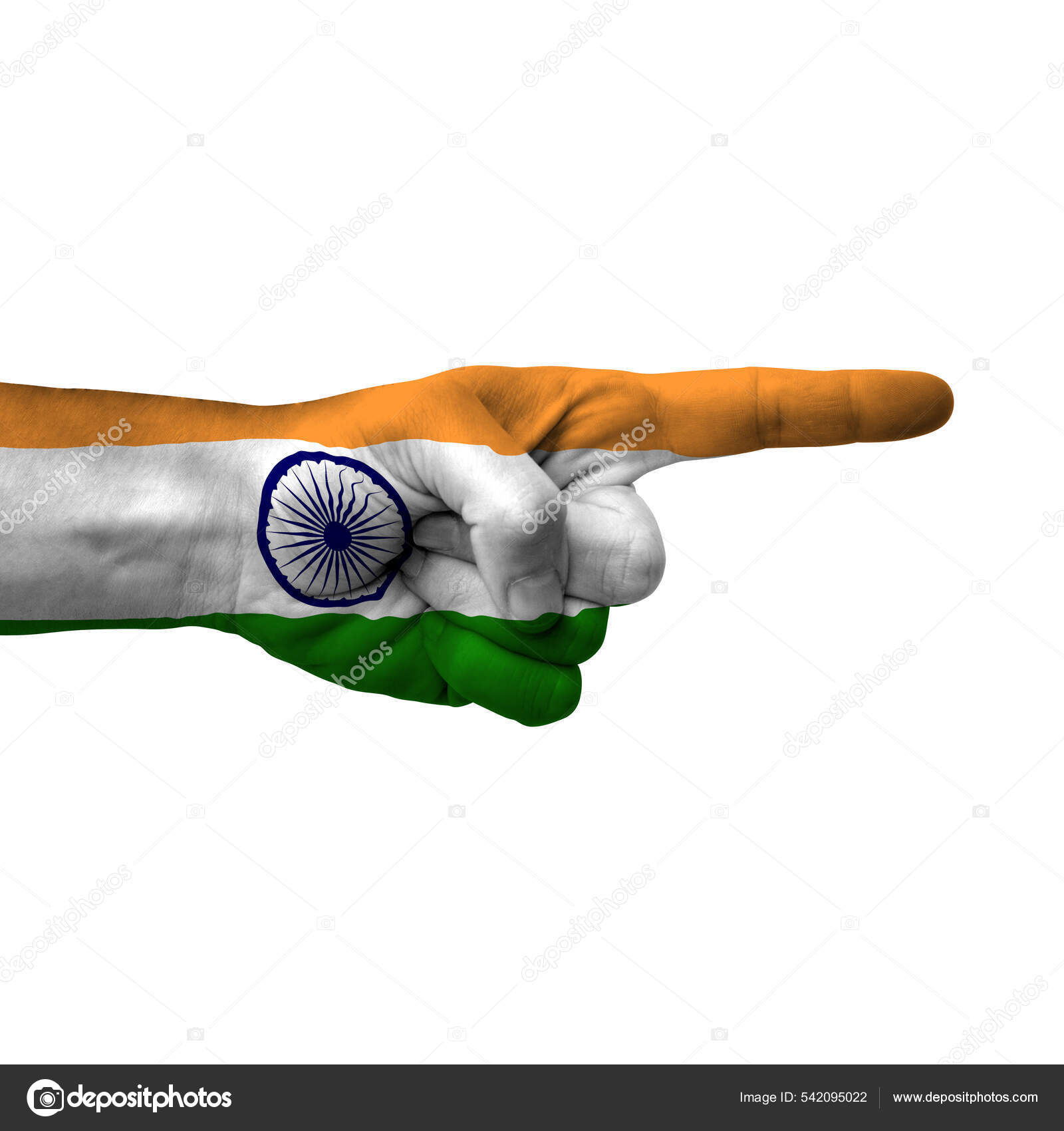 Hand Pointing Right Side India Painted Flag Symbol Right Direction ...