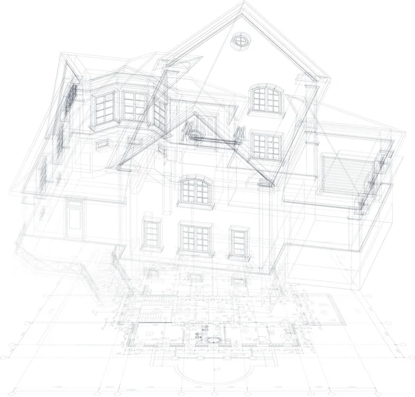 Architectural background with a 3D building model Stock Vector Image by ...