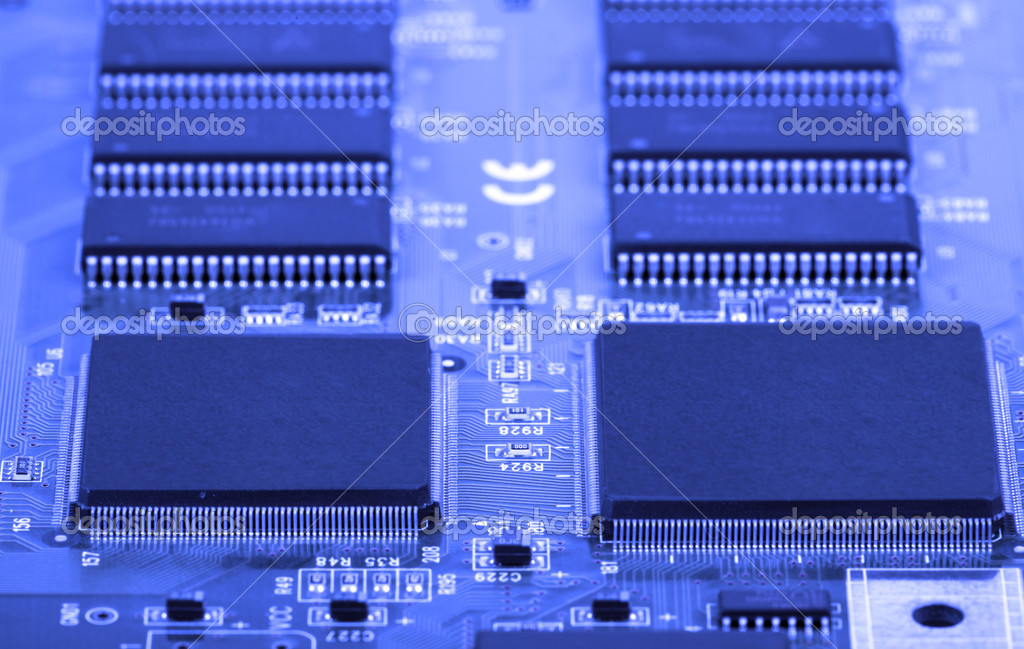 Circuit board with Semiconductor components Stock Photo by ...