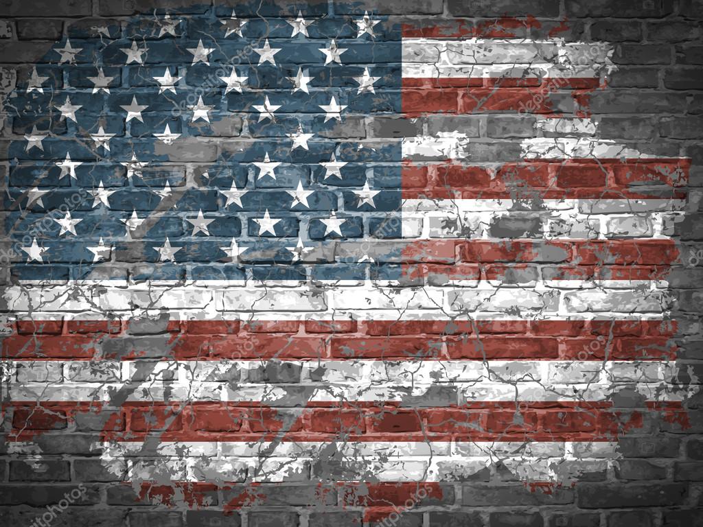American Flag On A Brick Wall — Stock Vector © Panaceadoll 15705581