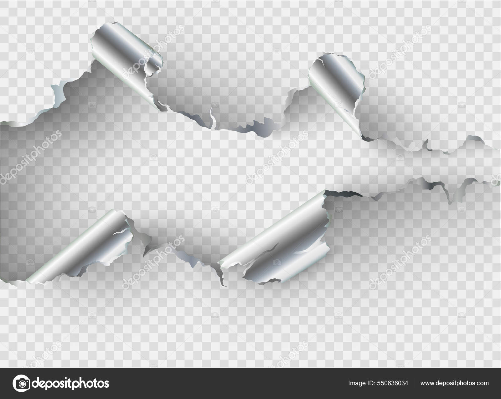 Ragged Hole torn in ripped metal on transparent background Stock Vector ...