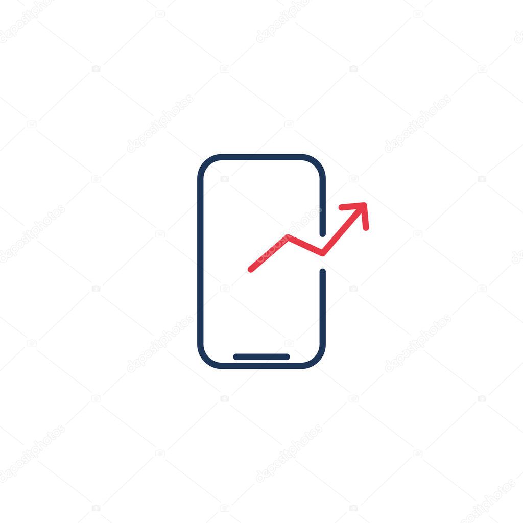 Icono de l nea de tel fono m vil. signo de estilo lineal para el concepto m vil y el dise o web ...