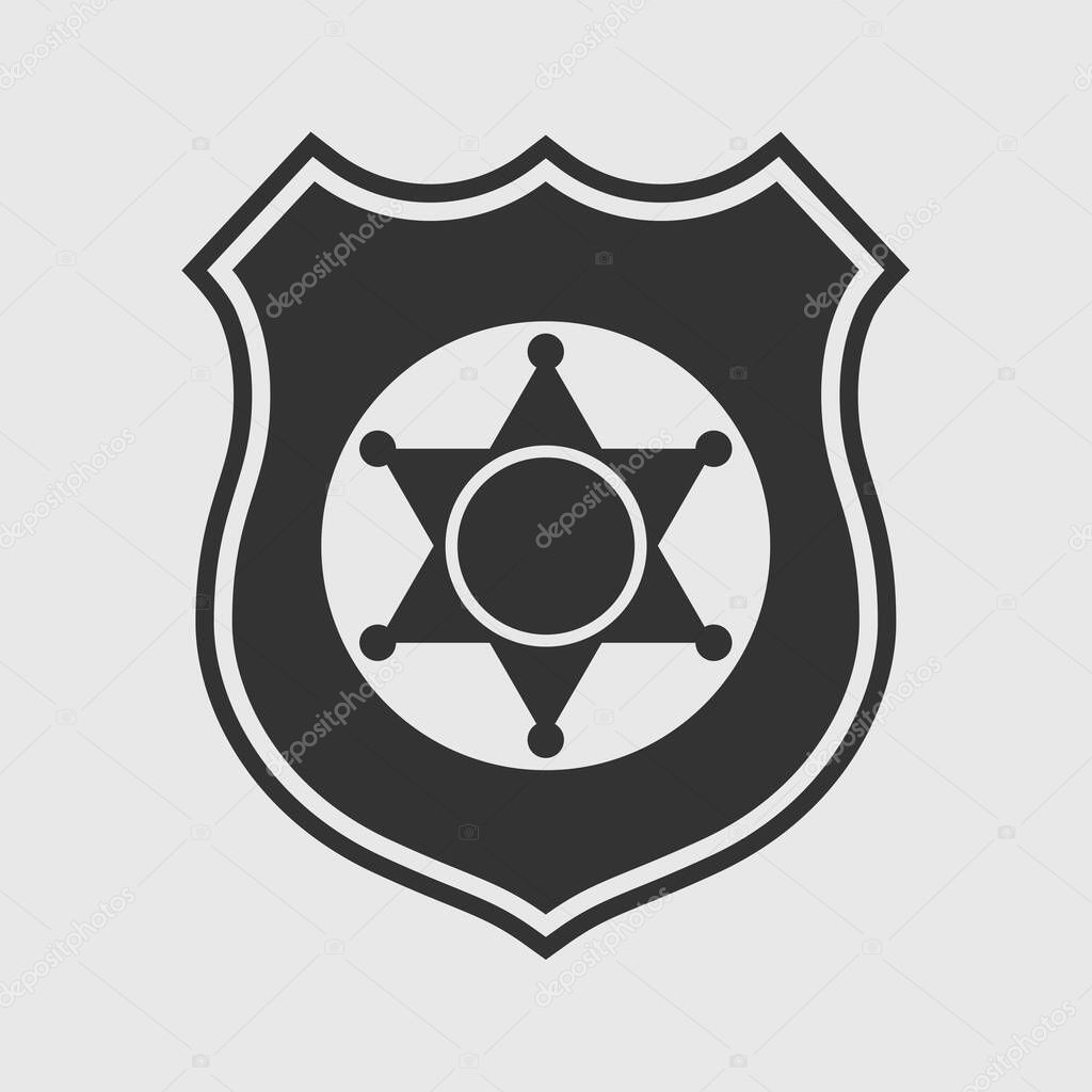 Signo gráfico de placa policial. Emblema del sheriff aislado sobre ...