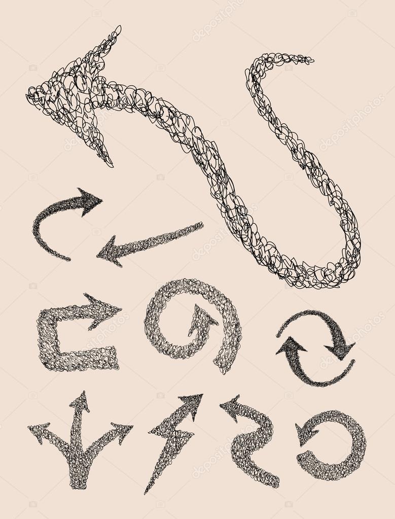 Hand drawn arrow curl — Stock Vector © Cundrawan703 #13408546