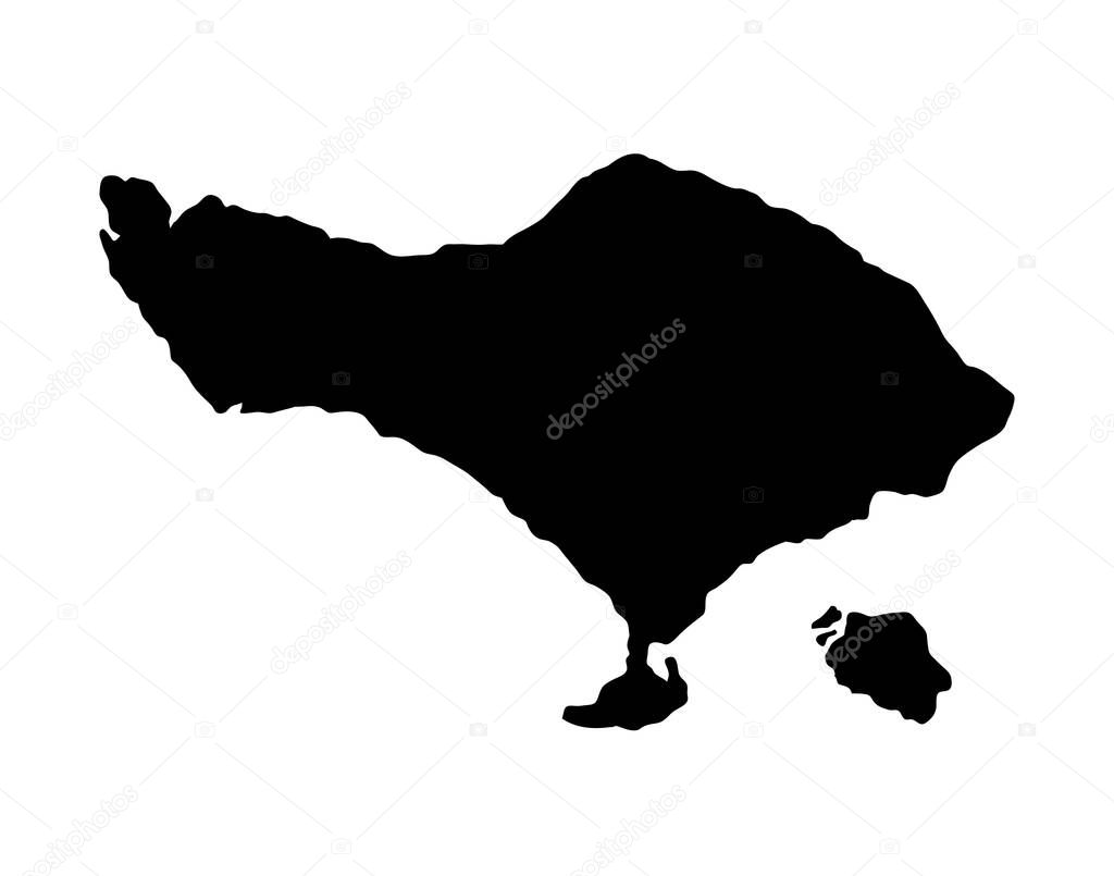 Bali island map silhouette. Indonesia region, territory, black shape ...