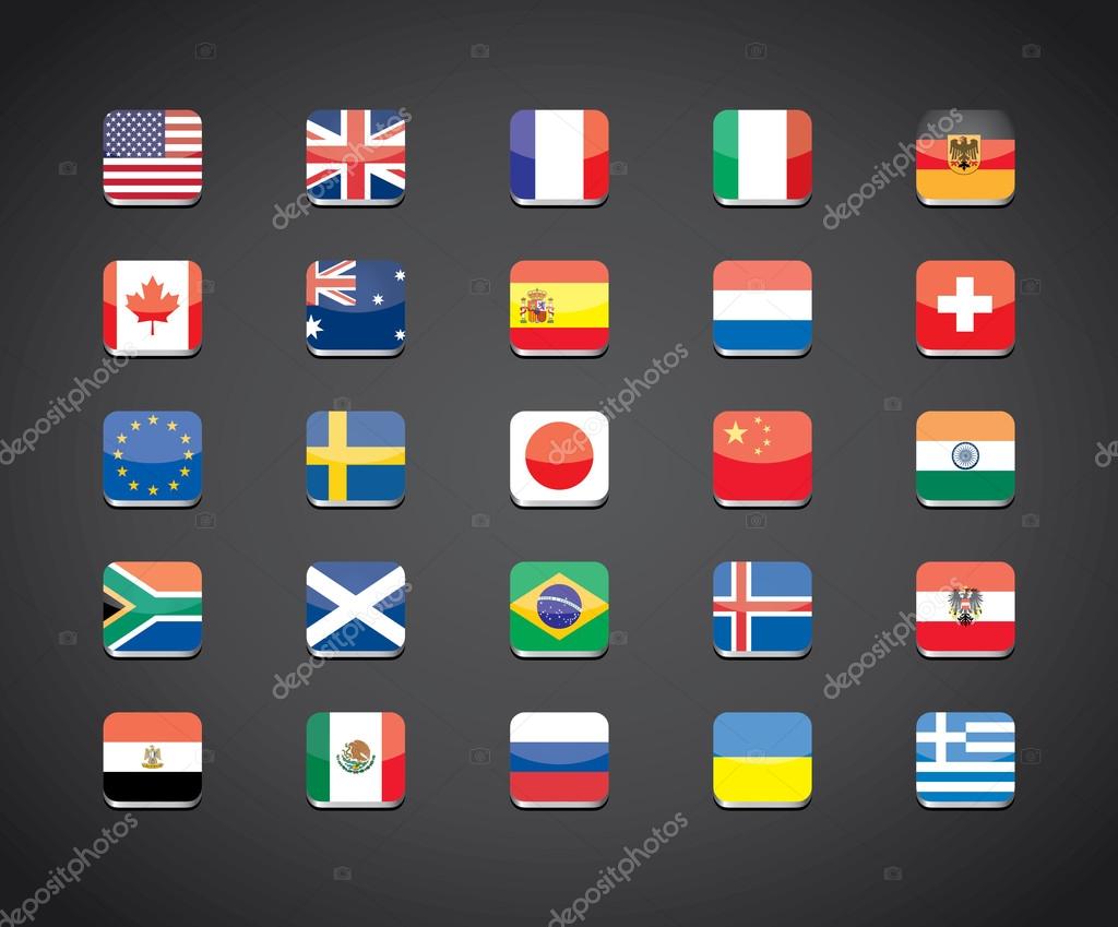 Países más populares banderas iconos 2023