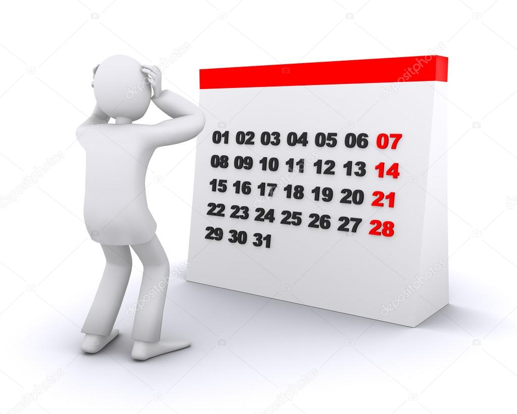 Man who in a panic from time on calendar — Stock Photo © andegraund548 ...