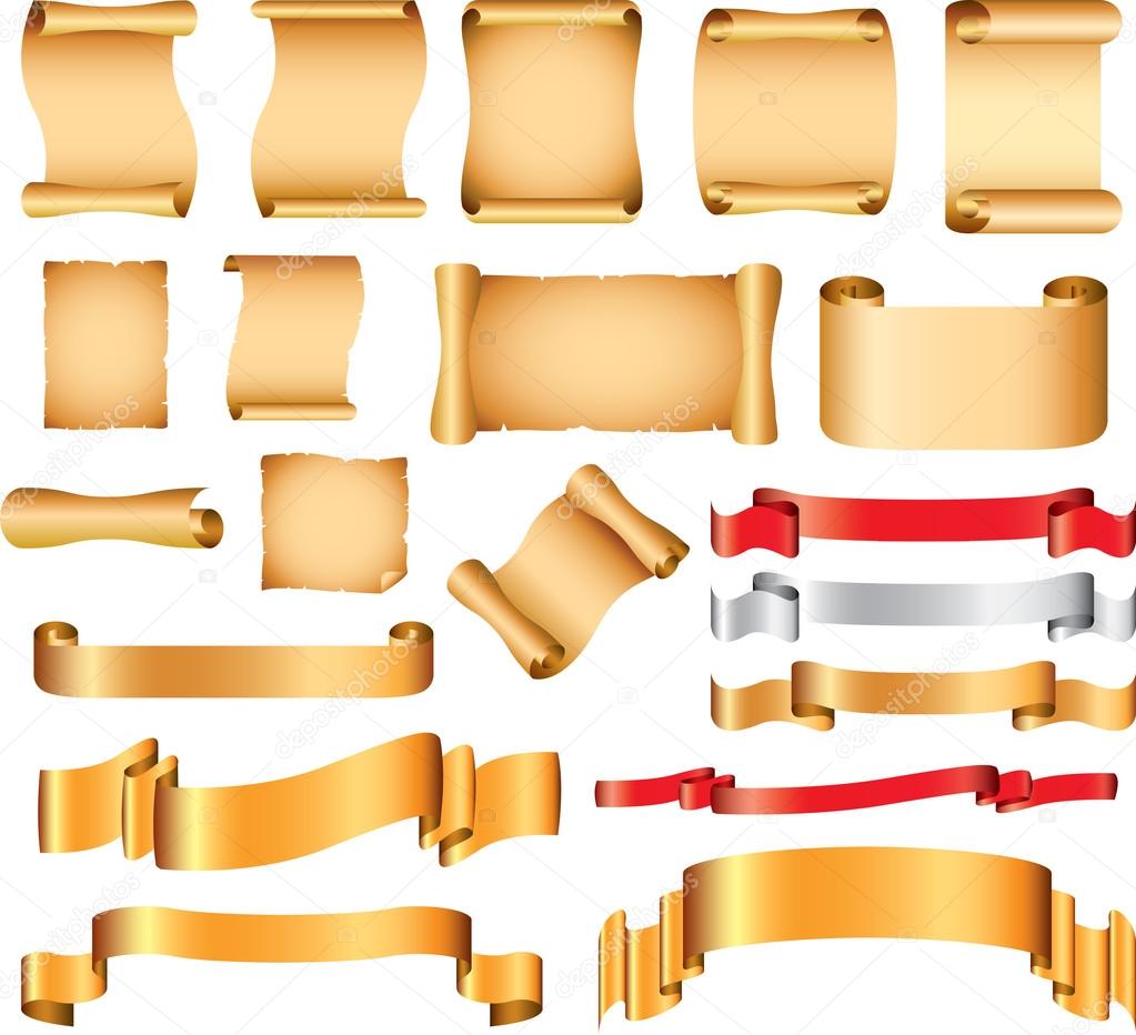 Scrolls and flags set — Stock Vector © andegraund548 #26083339