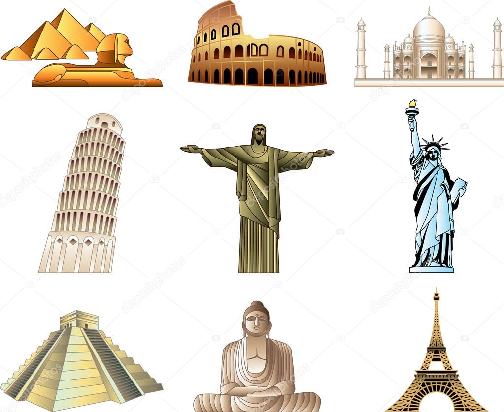 Iconos de monumentos de fama mundial conjunto detallado Vector de stock ...
