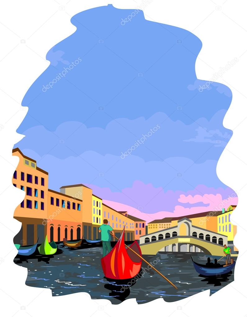 Vector illustration of Grand Canal in Venice Stock Vector Image by ...