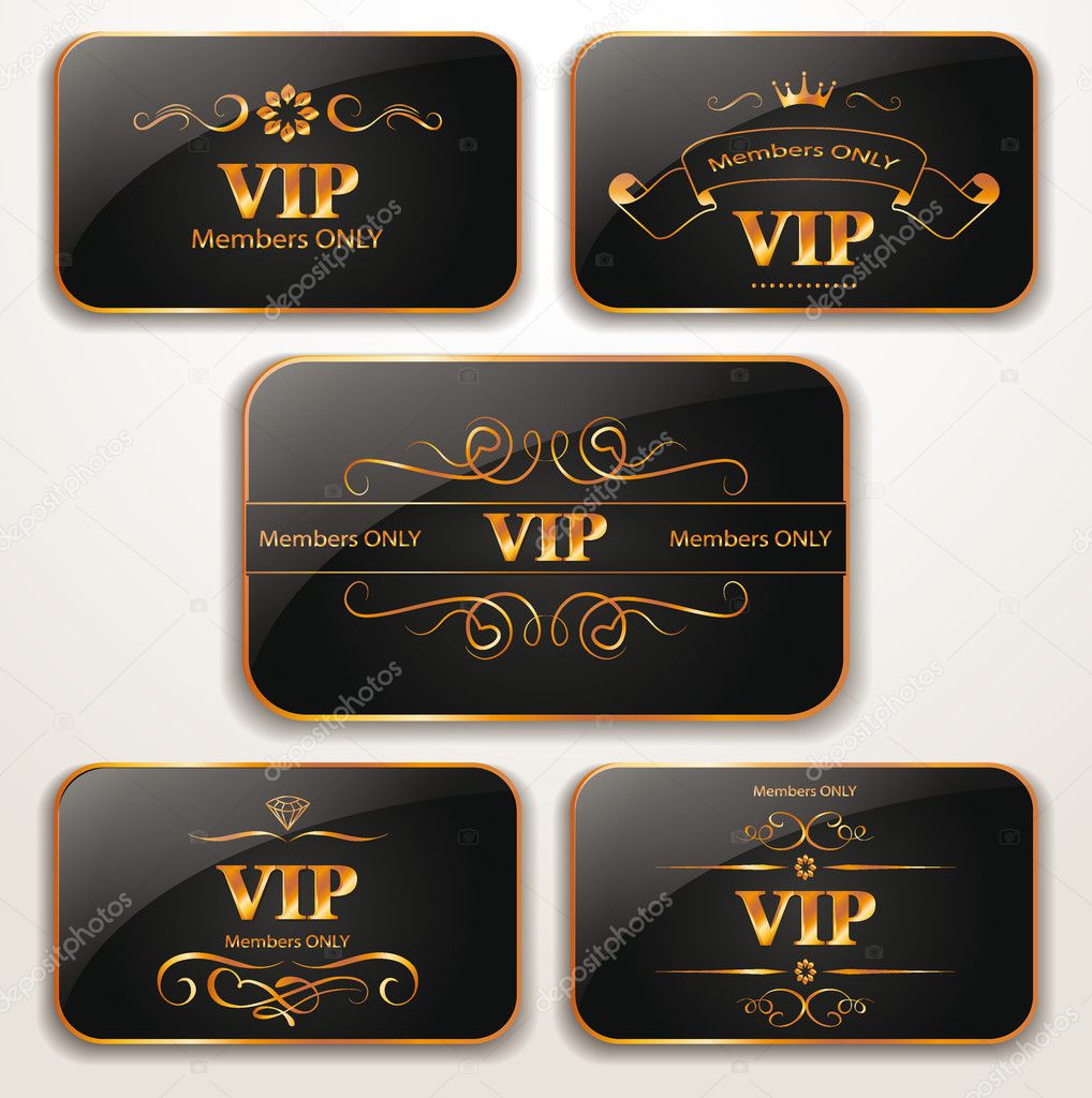 Conjunto de elegantes tarjetas vip oro Vector de stock por ©Happymia ...