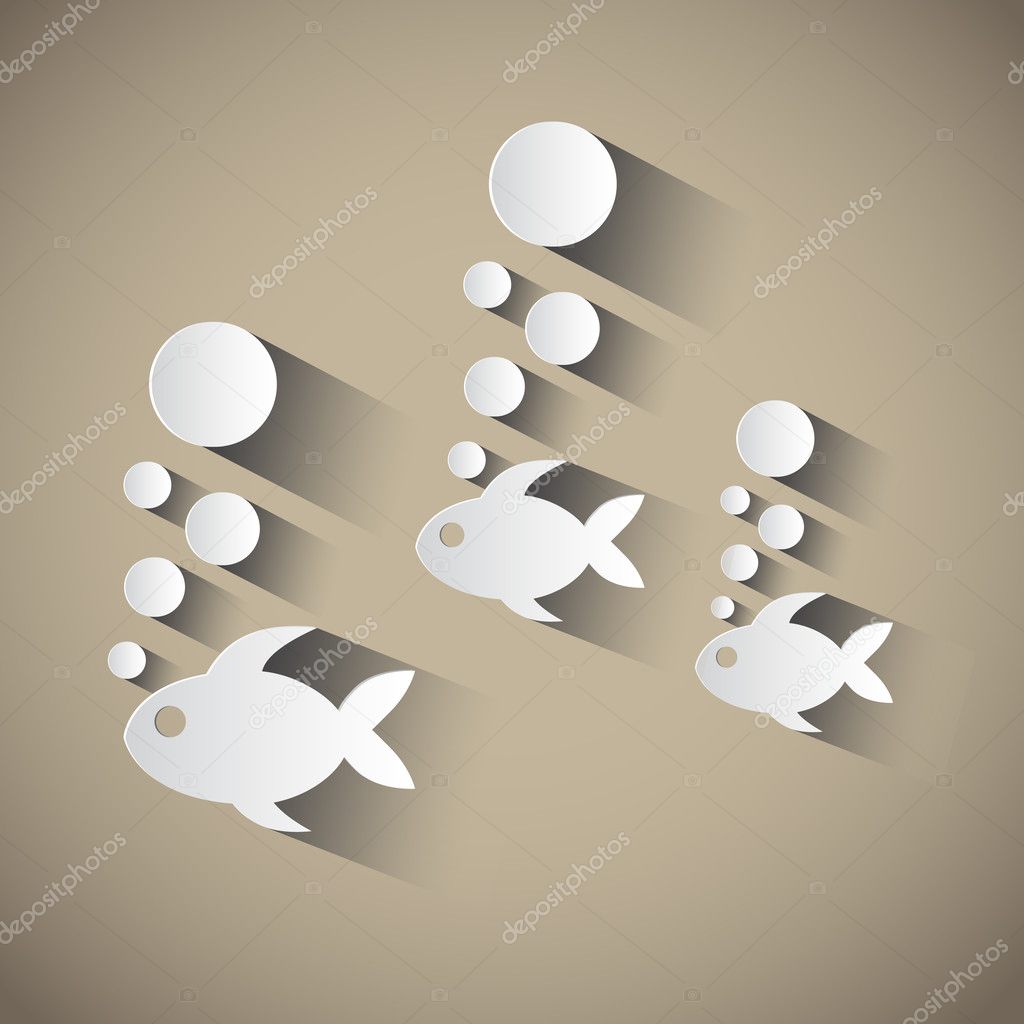 Paper fish with air bubbles abstract vector design — Stock Vector ...