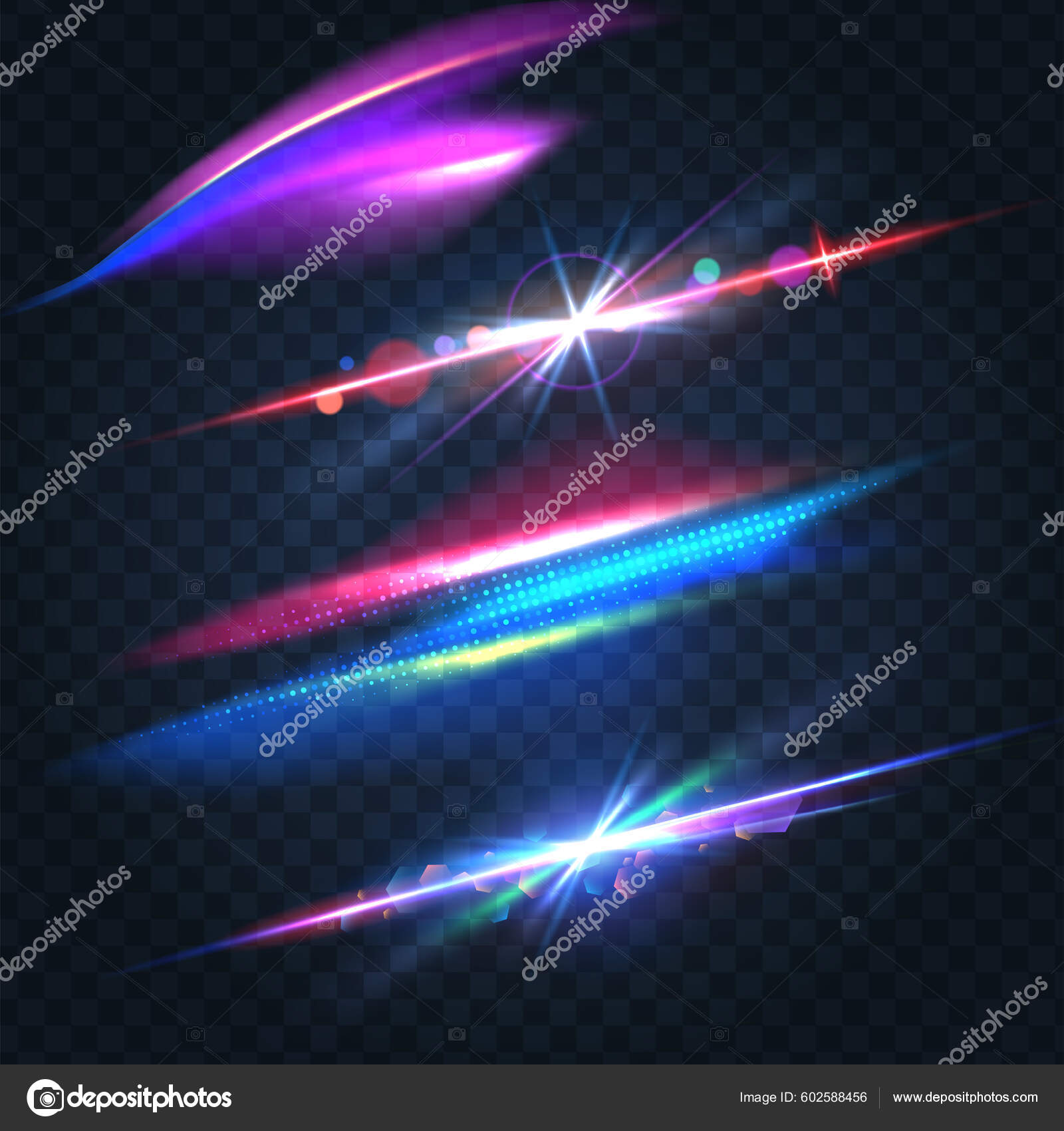 Glowing Light Effect Sparkling Design Element Collection Stock Vector ...