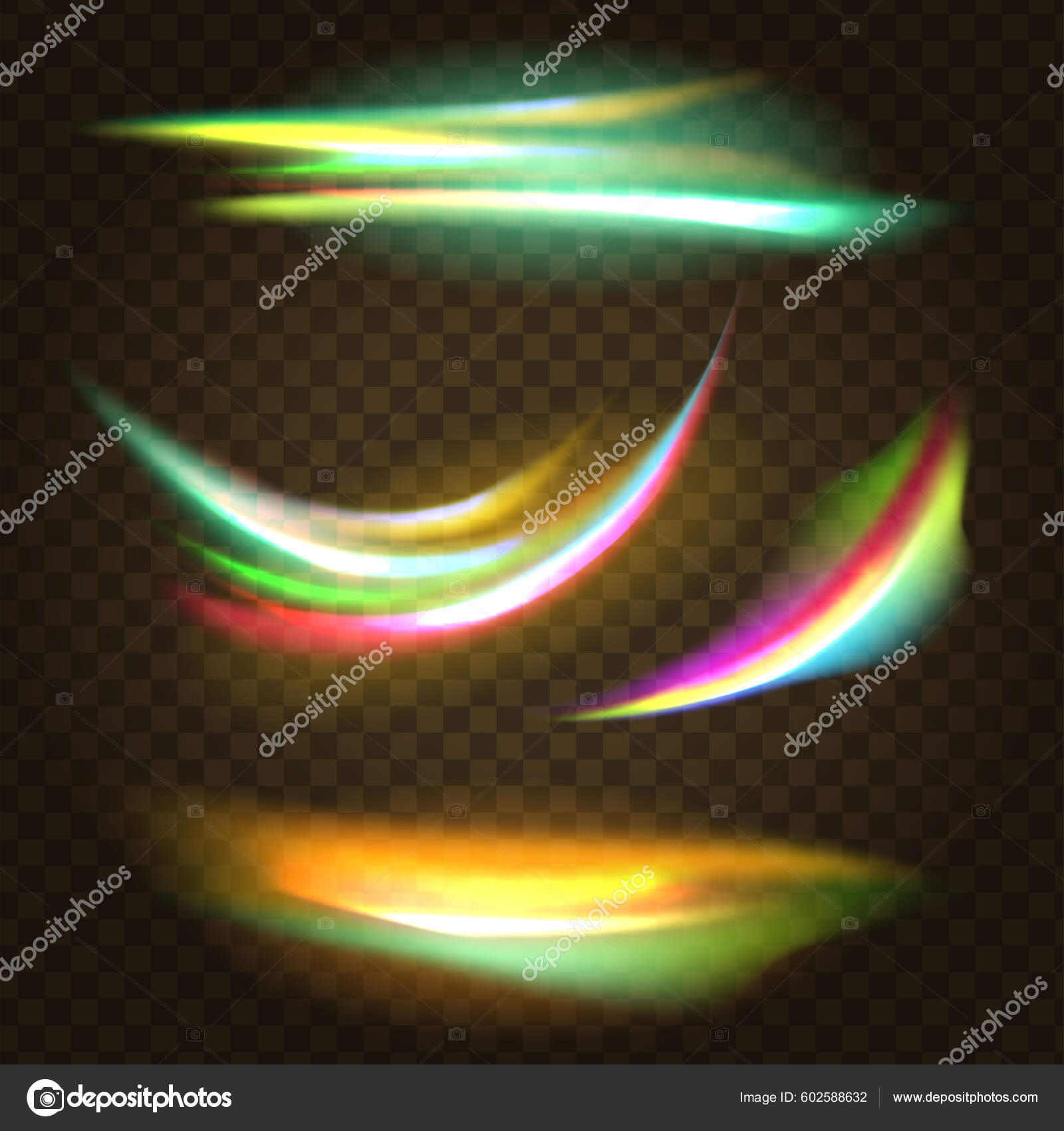 Rainbow Crystal Light Leak Flare Reflection Effect Vector de stock ...
