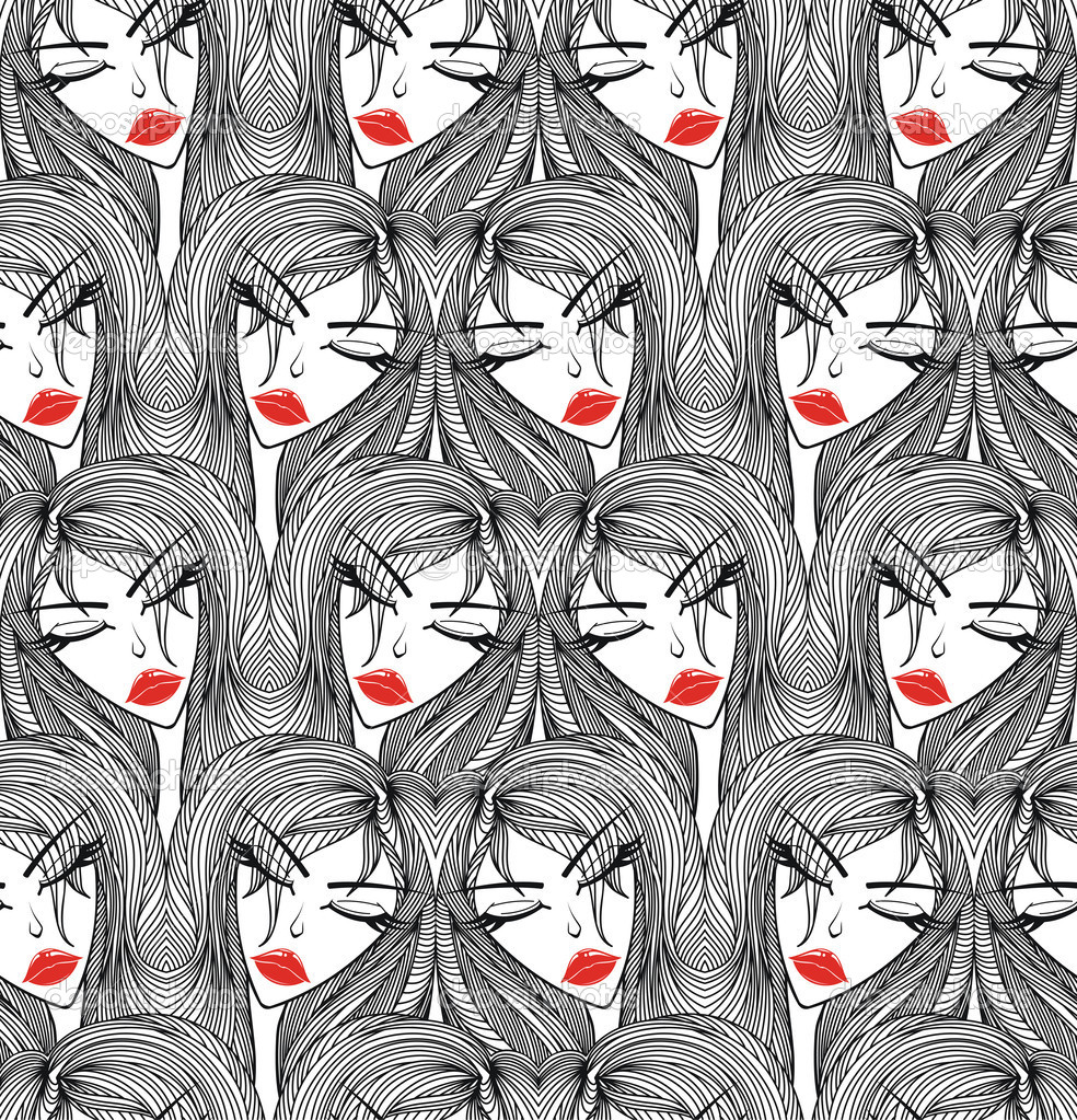 Seamless texture with pretty girl Stock Vector Image by ©_ashetana_ ...