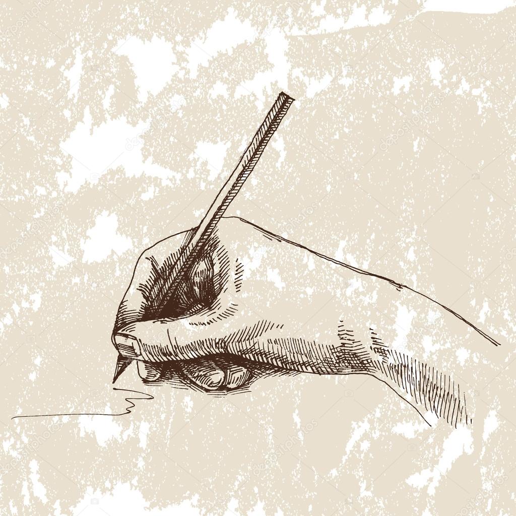 Hand and pencil. Drawing vector Stock Vector by ©sergeypykhonin 22051725