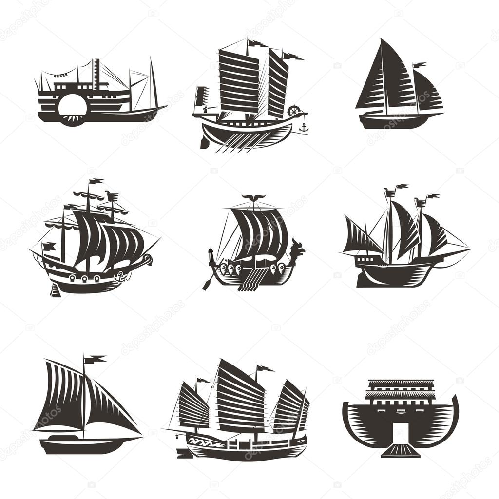 Boat and ship icons set — Stock Vector © sergeypykhonin #30198419