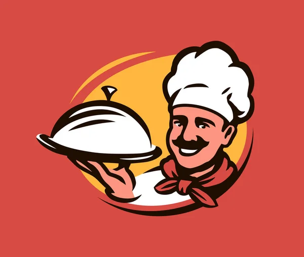 Cook, chef logo or label. Restaurant concept. Cartoon vector ...