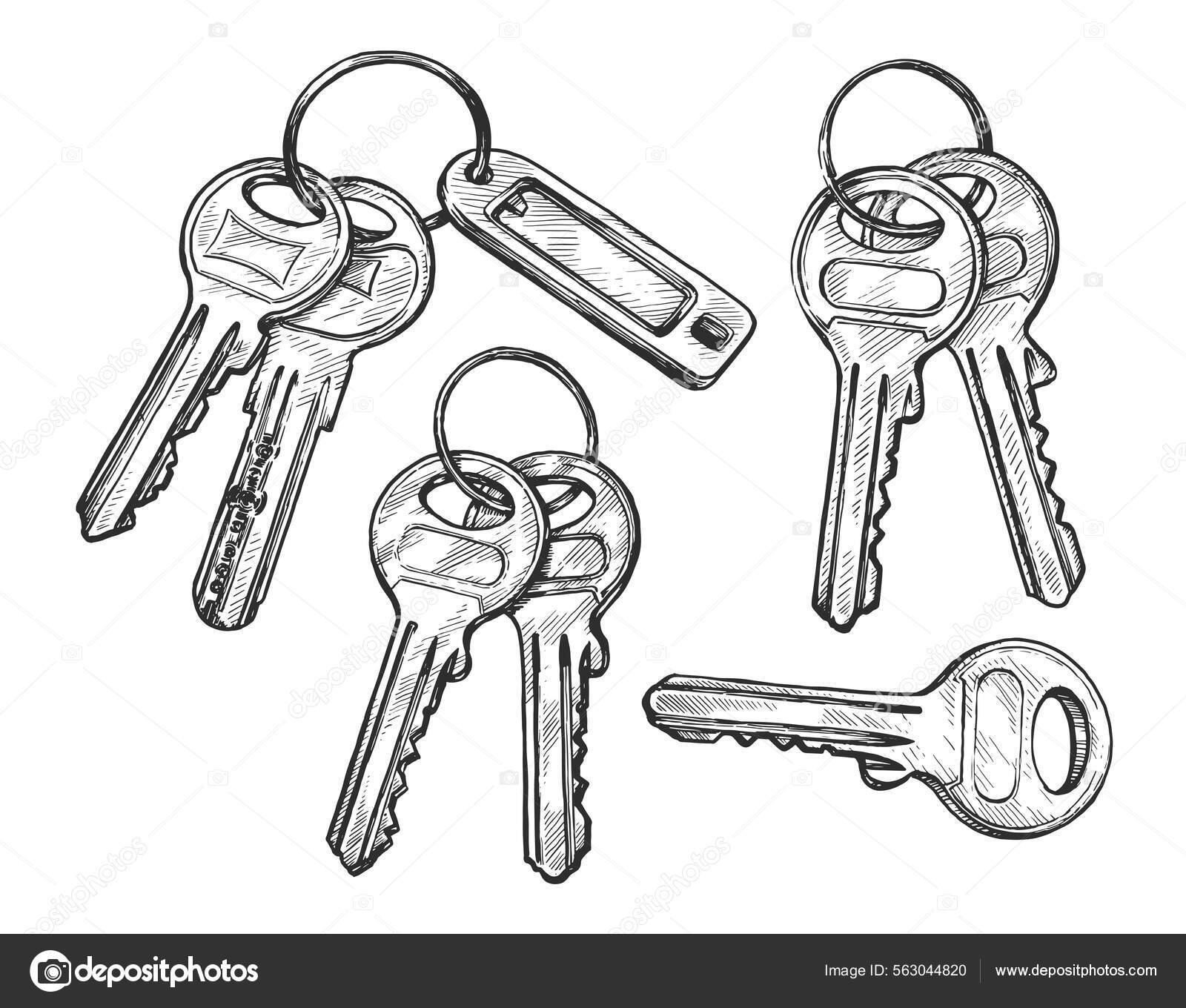 Hand Drawn Set Keys Sketch Vector Illustration Stock Vector by ...
