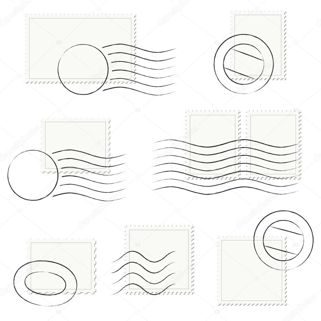 Collection of postage stamps and letter stamp — Stock Vector ...
