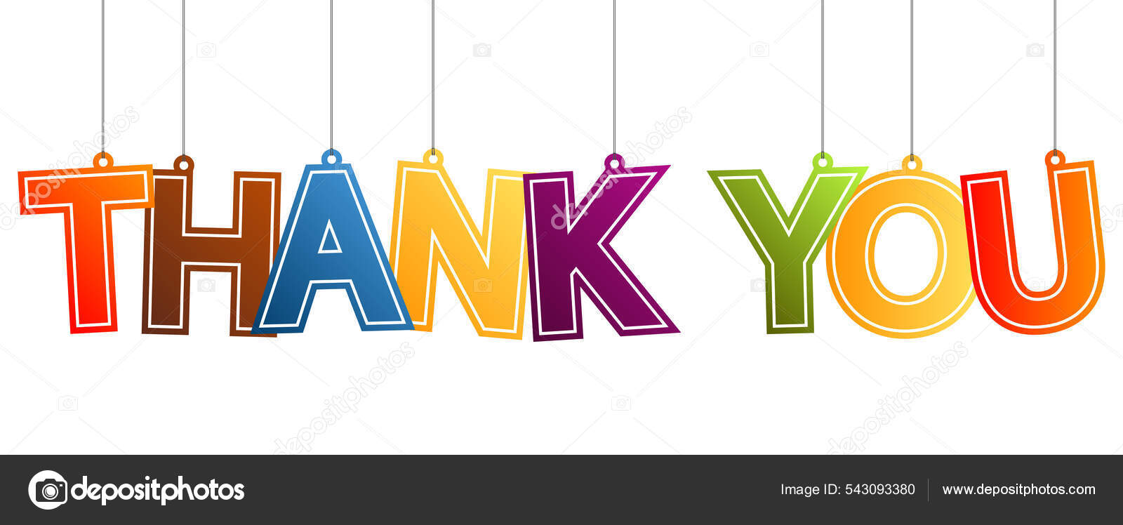 Eps Vector Illustration Colored Hanging Tags Letters Thank You White ...