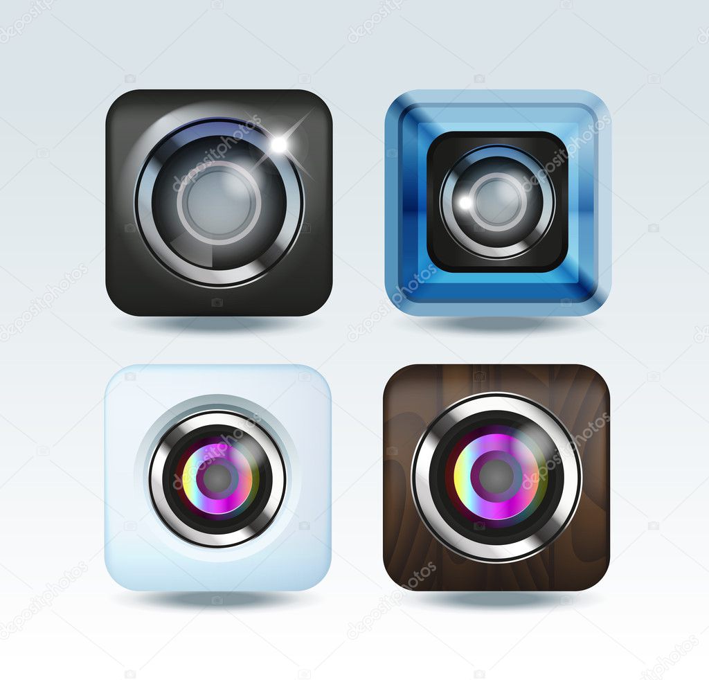 Camera photo app icon set Stock Vector by ©natashica 18743831