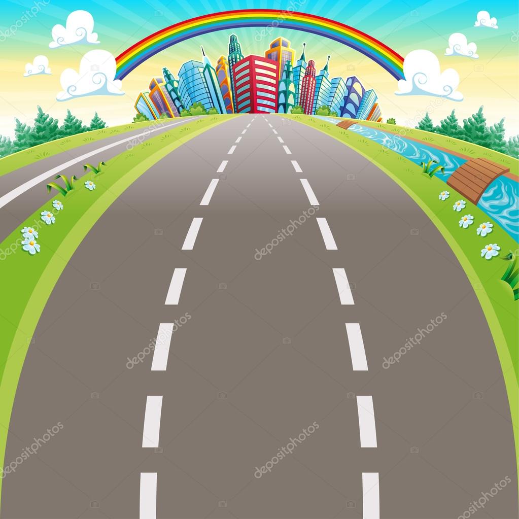 carreteras a la ciudad — Vector de stock © ddraw #34794423